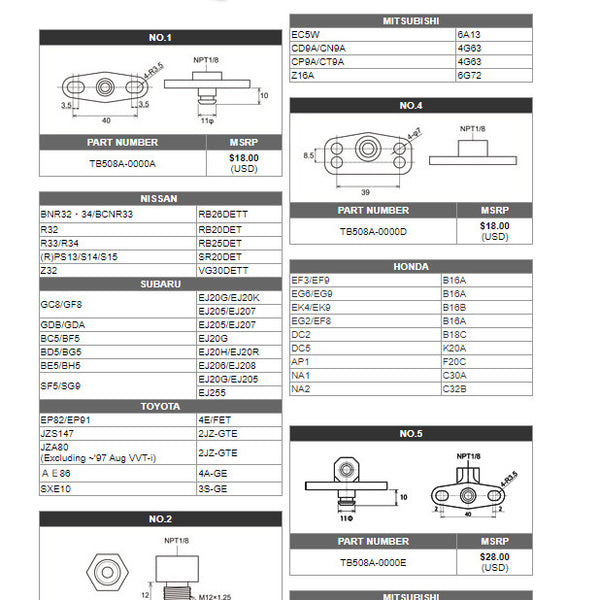 TB508A-0000B - Tomei Fuel Pressure Regulator Adapter Part No.2 - 1JZ ...
