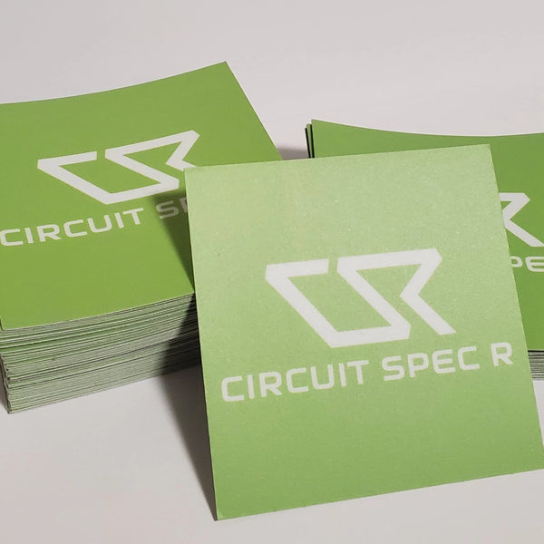 Circuit Spec R *CSR* Logo Stickers - 3x3" Matte Lime Green