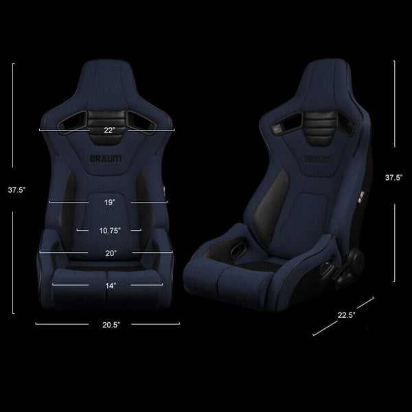 BRR1R-BUBP - ELITE-R SERIES SPORT RECLINABLE SEATS ( BLUE CLOTH | BLACK ...